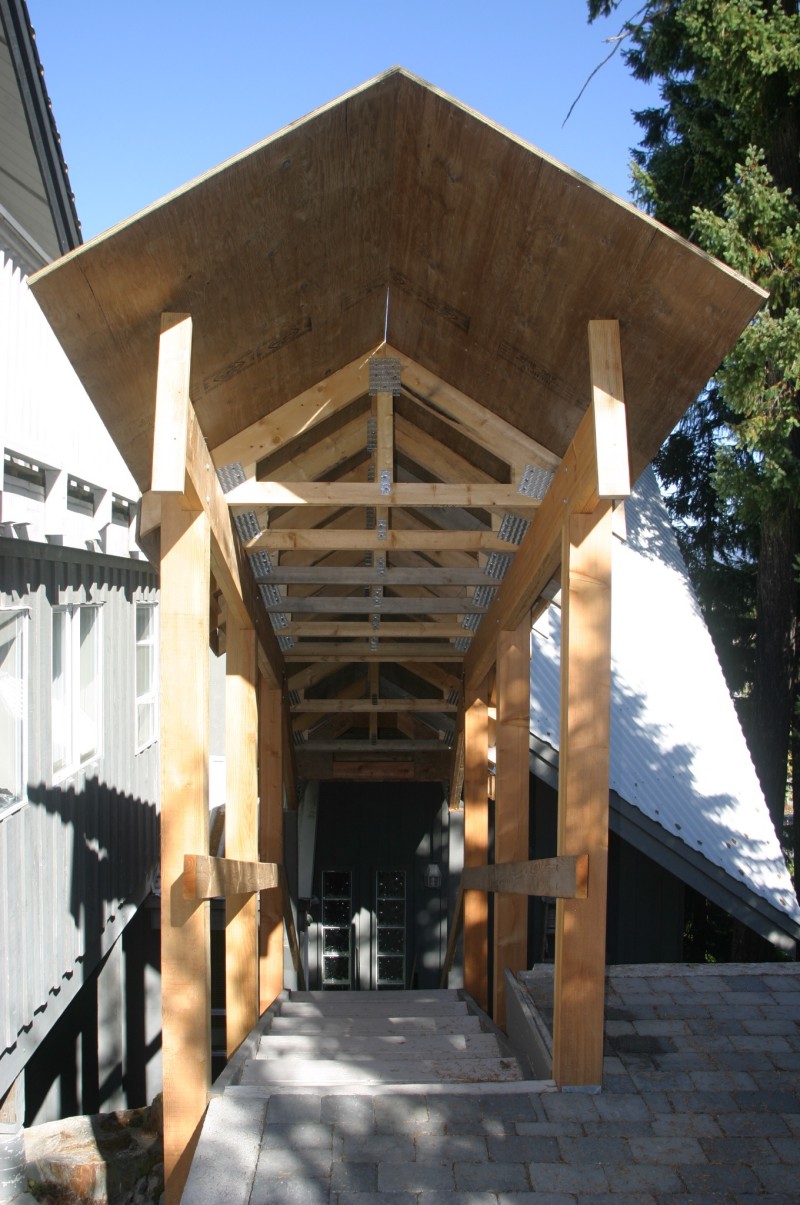 Outdoor improvement project in Whistler: A stunning stairway roof. -SKG ...